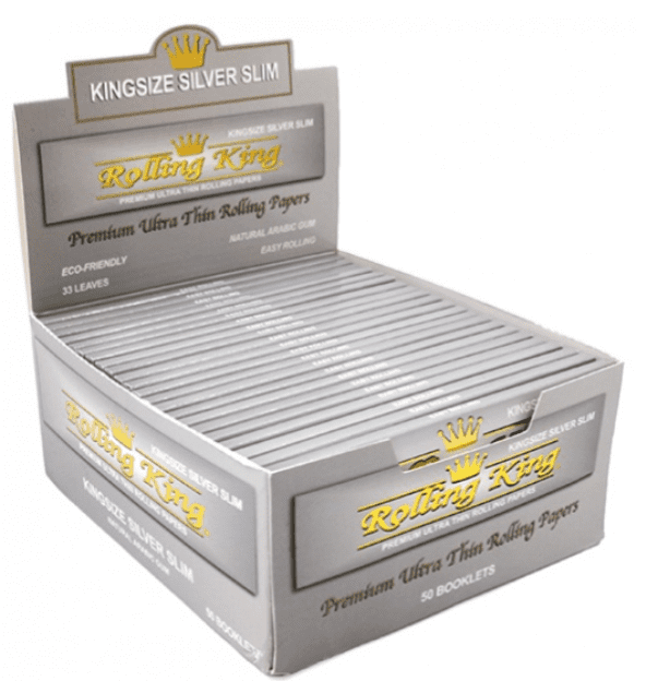 Rolling King Premium SILVER Kingsize Slim Rolling Papers 50 booklets