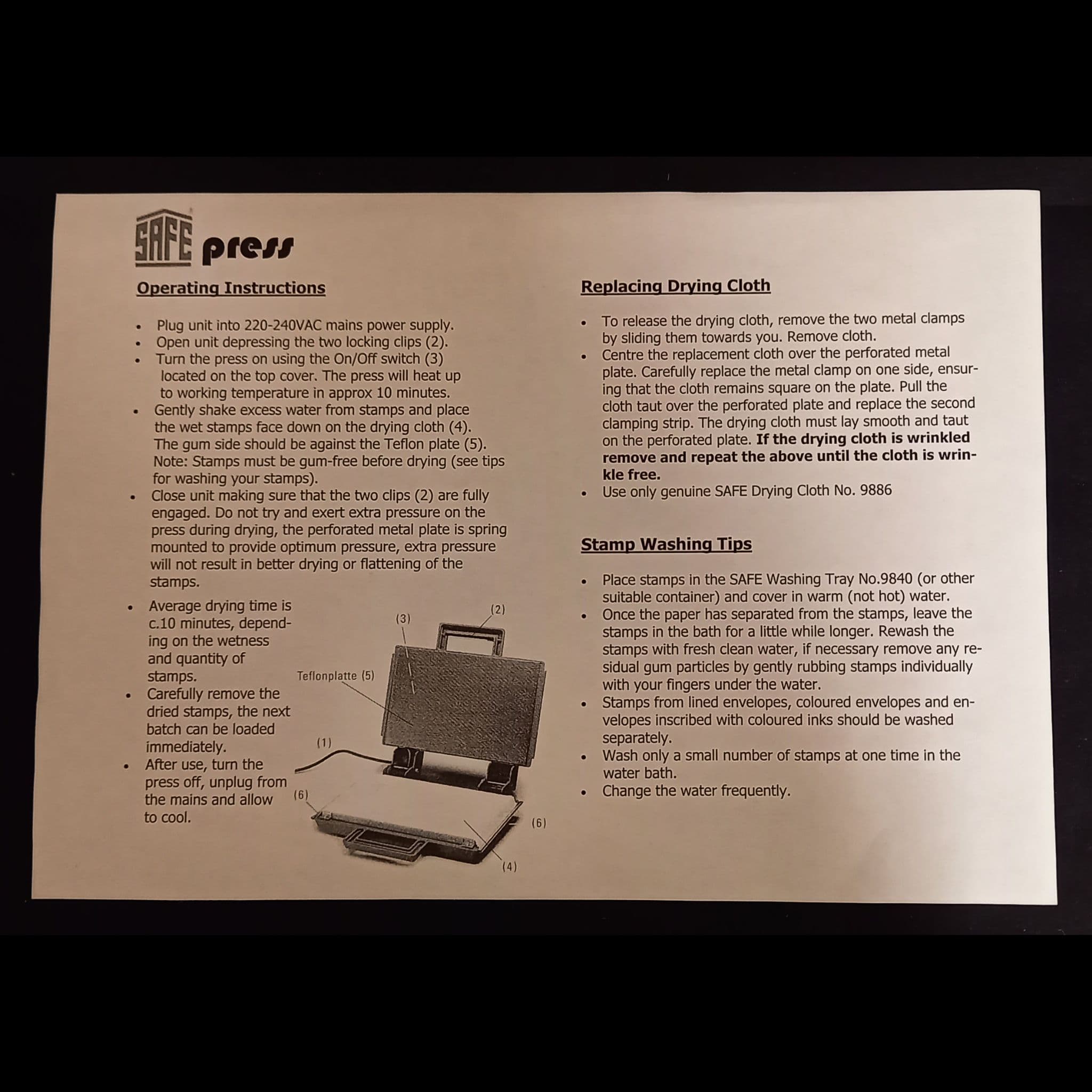 D-181 NEW SAFE Electric Stamp Drying Press