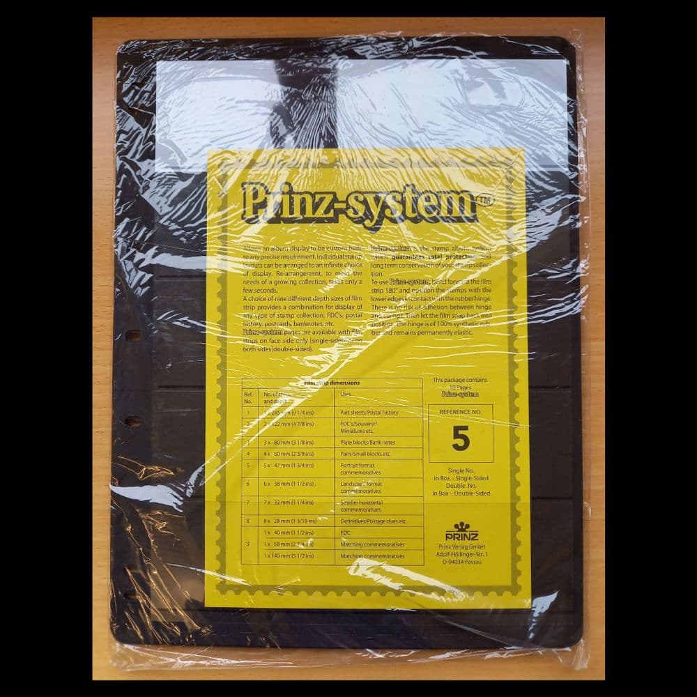 NEW 5 Strip Single-Side Prinz Stock Sheets pk 10