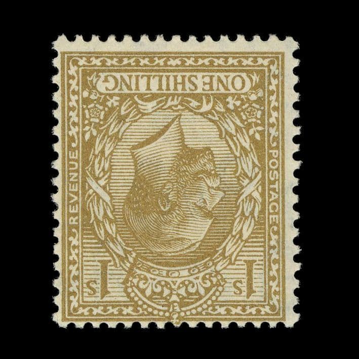 TUT4054 - GB KGV 1/- Block Cypher WMK INVERTED VFM LH