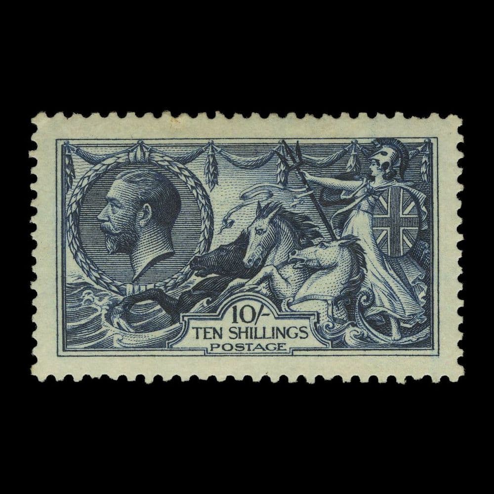 TUT4145 - GB KGV Waterlow Seahorse 10/- Indigo VF o g LH