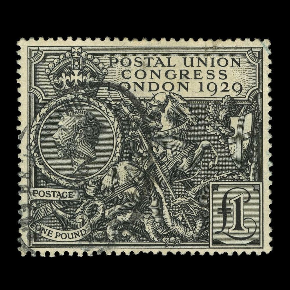 TUT5038 - GB KGV PUC 1 Black Contemporary Date Stamp