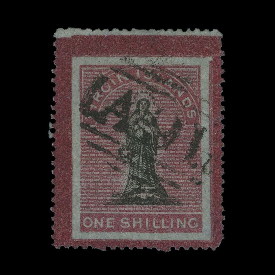 TUT5244 - British Virgin Islands - 1s Crimson Frame Greyish Paper RRR RPS