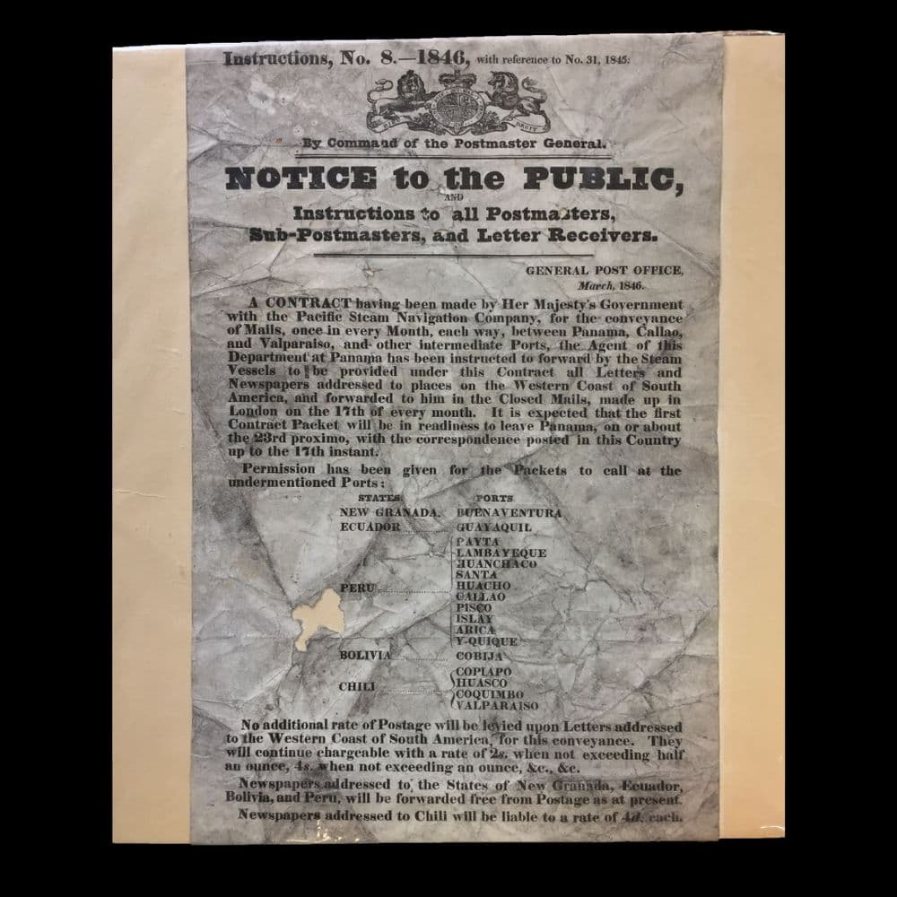 TUT5399 - GB Covers - QV BRITISH POST OFFICE NOTICES 1846