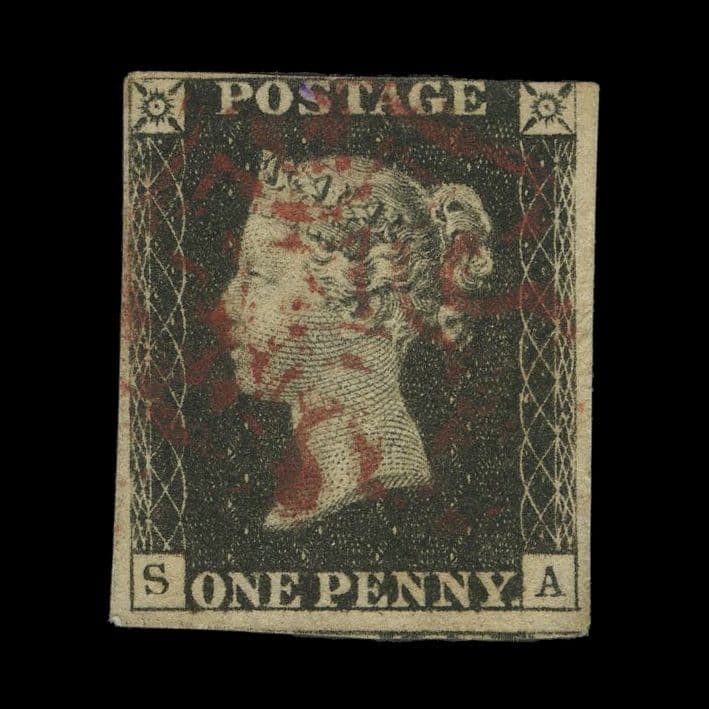 TUT5455 - GB - QV line engraved - QV 1d Black PL6 S-A 3 5 Margins Example