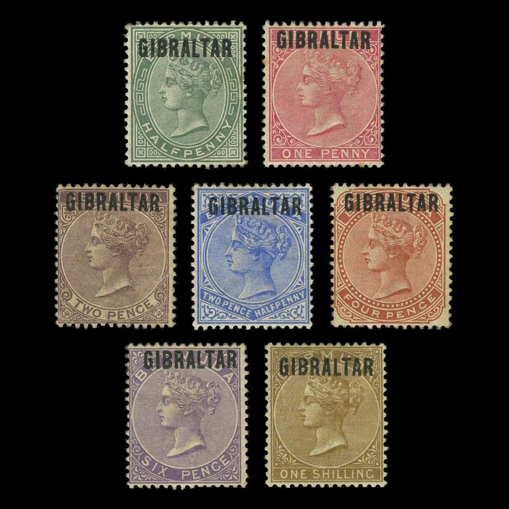 TUT5723 - Gibraltar QV Bermuda GIBRALTAR Ovpts Set 7v