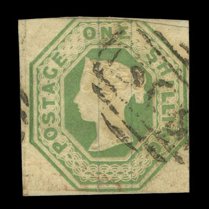 TUT5803 - GB QV Embossed 1s Pale Green Die 2 2-3 Mgn
