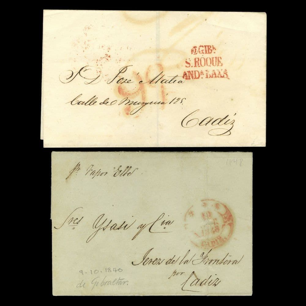TUT5861 - Gibraltar 1843 Forerunner Spanish Mail Agent Cover