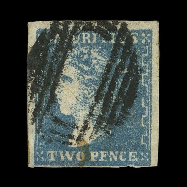 TUT6008 - Mauritius - Dardenne 2d Slate-Blue F U Four Mgns