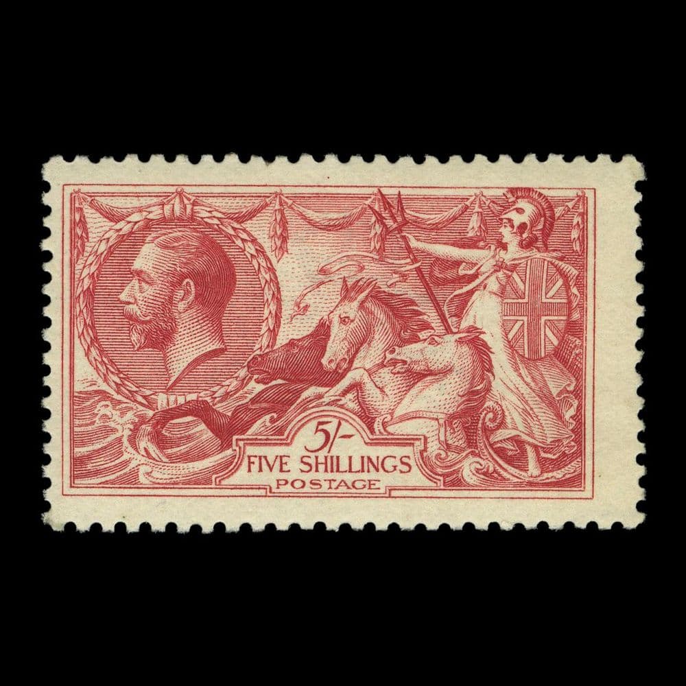 TUT6134 - GB KGV Bradbury 5/- Rose-Red Seahorse UM