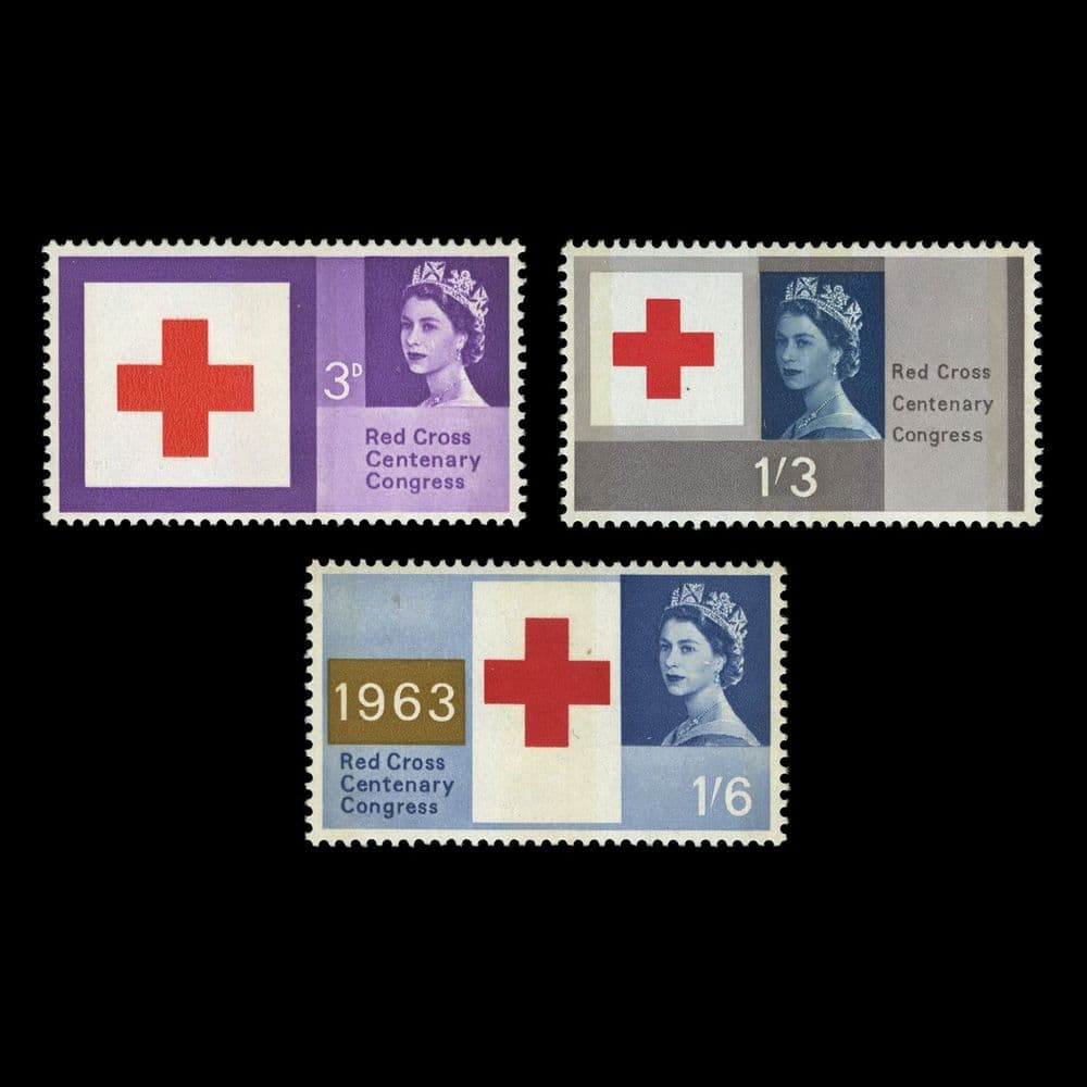 TUT6154 - GB QEII RED CROSS PHOSPHOR Set 3v UM NH