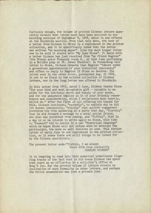 TUT6160 - GB - Charles Dickens Signed Mourning Envelope