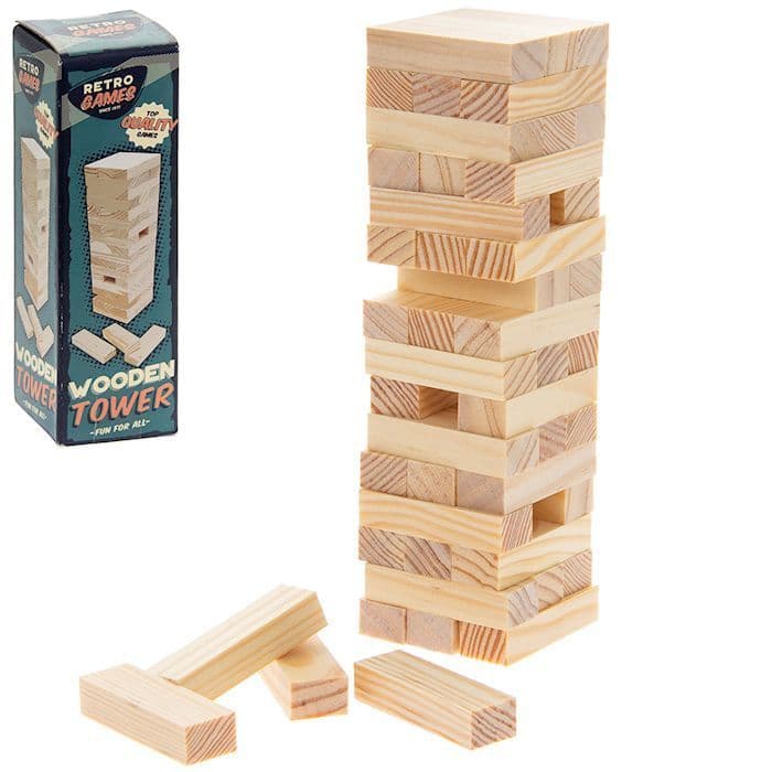 Retro Wooden Tower Block Game