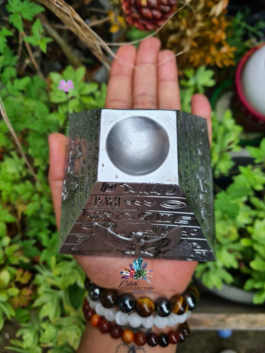 Egyptian Pyramid Sphere Display Stand silver