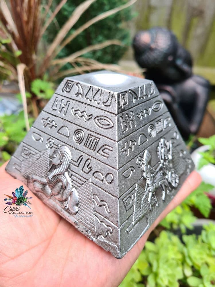 Egyptian Pyramid Sphere Display Stand silver