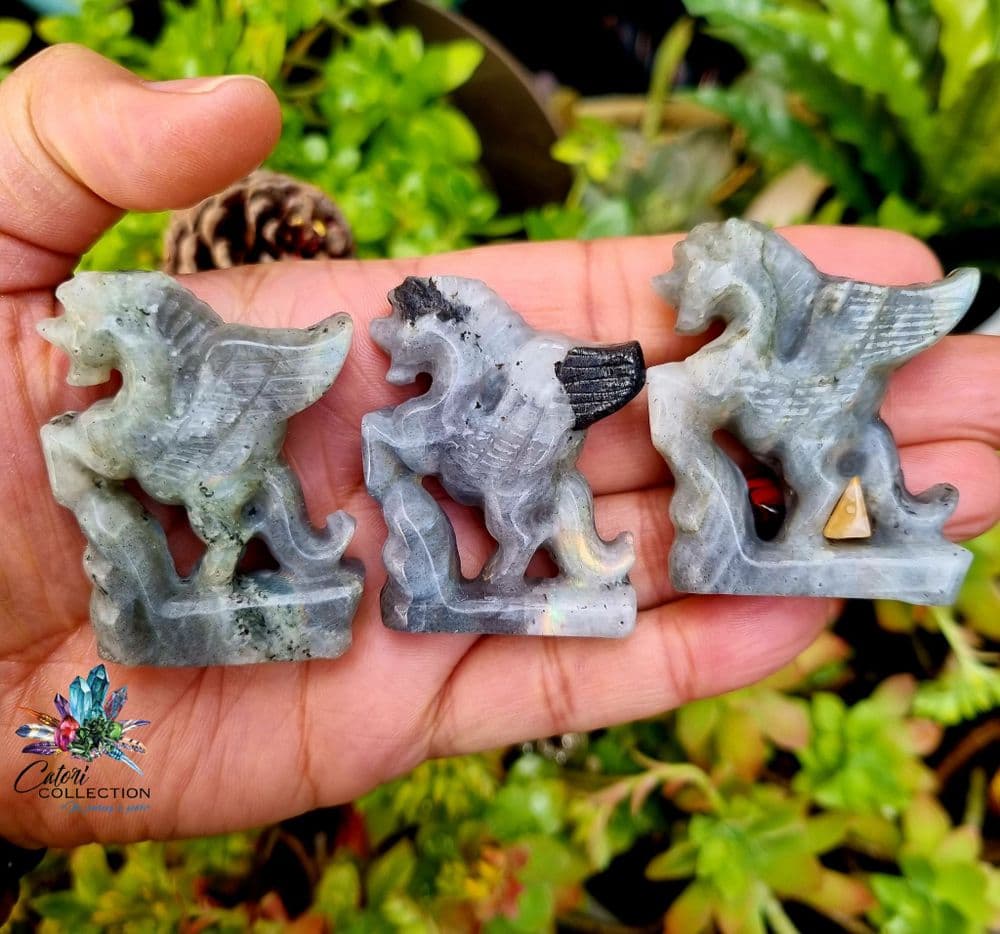 Labradorite Unicorn Horse Carving