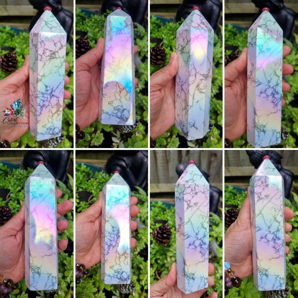 Large Aura White Howlite Tower 7 5 inches tall