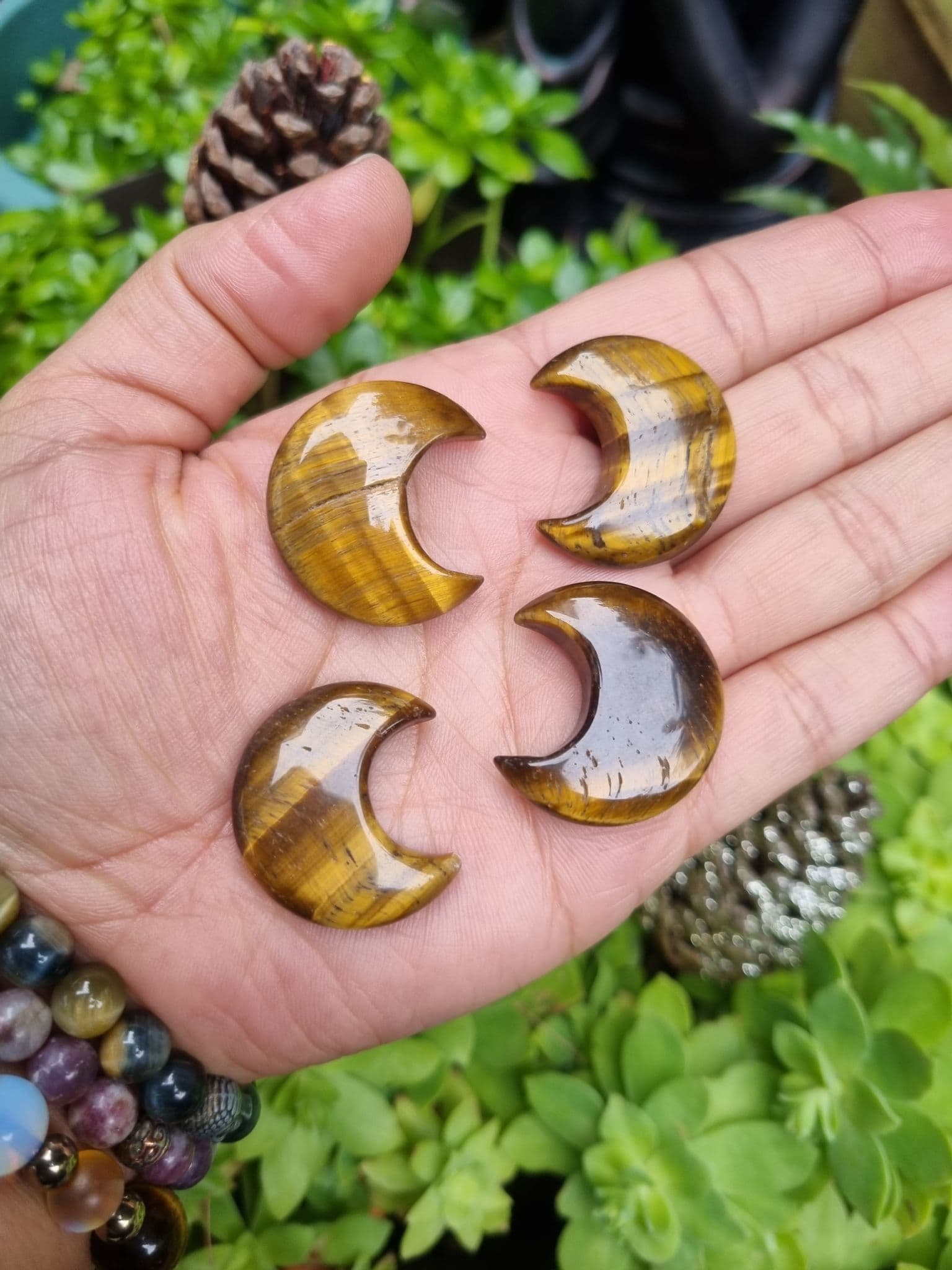 Mini Tiger Eye Crescent Moons
