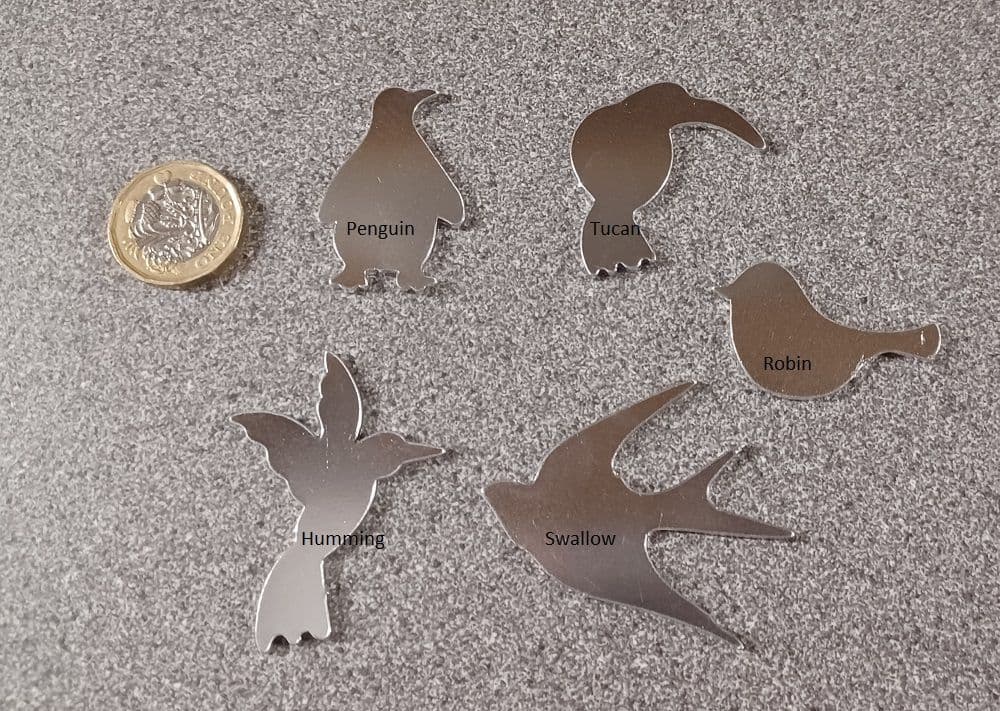 Bird metal stamping/engraving blanks - laser cut - 2mm aluminium
