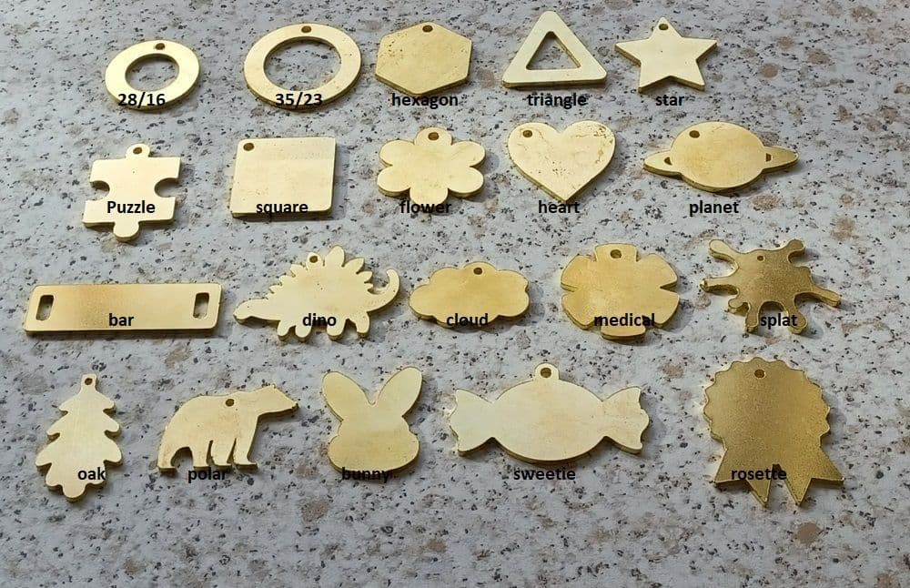 Chunky animal/nature/mixed 2mm brass shapes - limited numbers