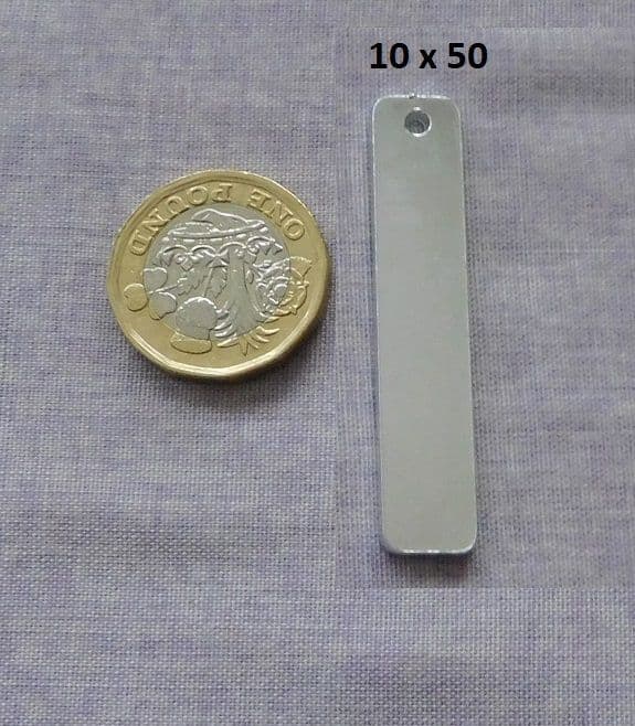 REDUCED - 10 x 50mm rectangle with hole metal stamping/engraving blank ...