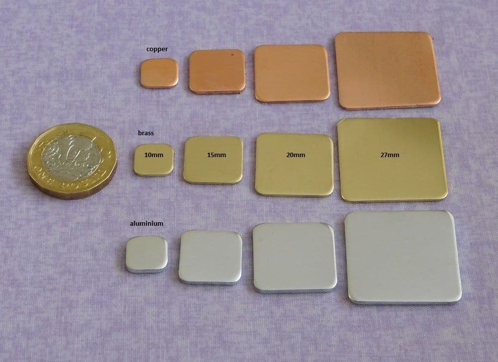 Square metal stamping/engraving blank - die cut - 4 sizes