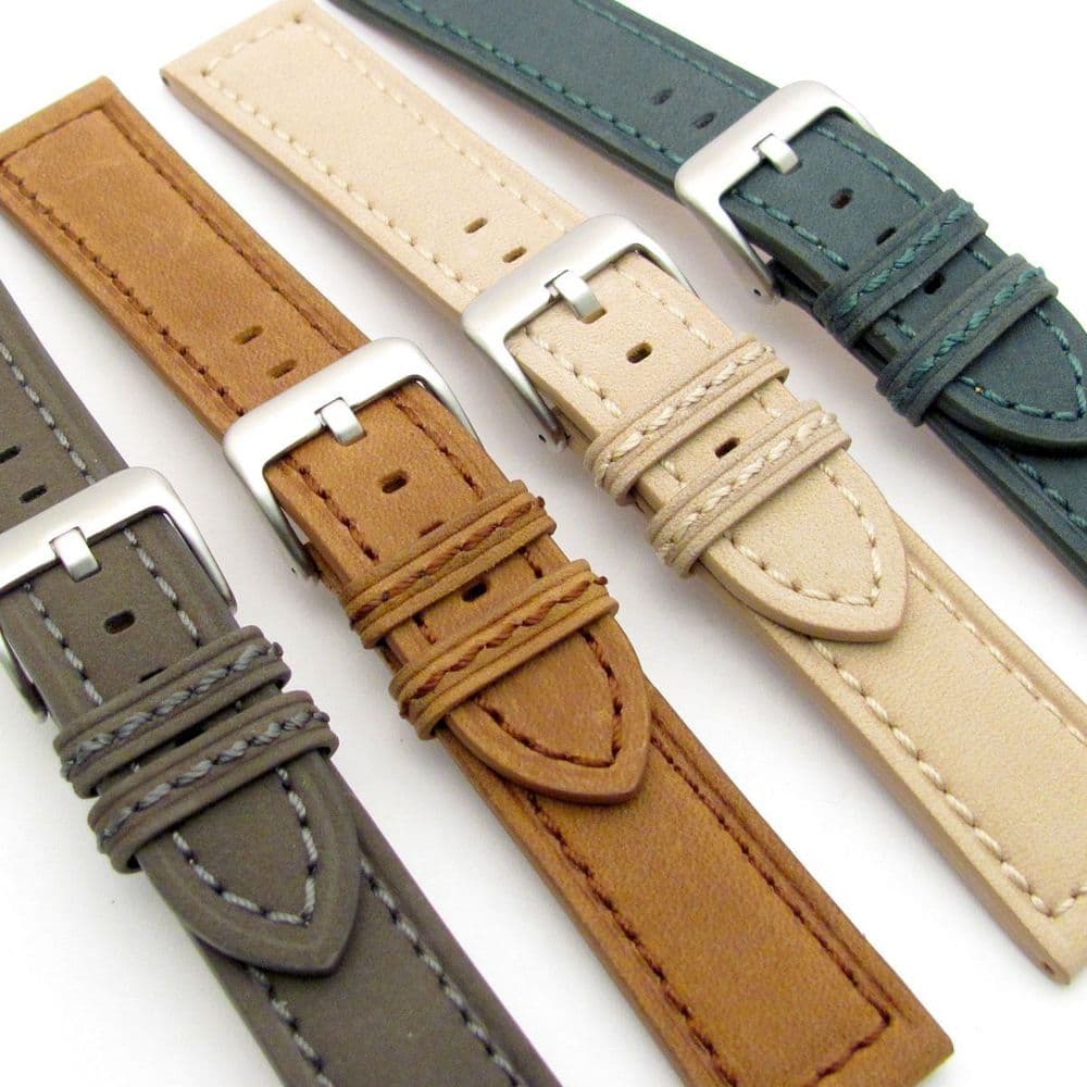 Chunky Leather Watch Strap with Comfortable Suede Finish 20mm 22mm 24mm ...
