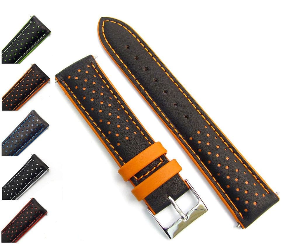 Genoa Padded Leather Layered 2-Colour Watch Strap 18mm 20mm 22mm D005