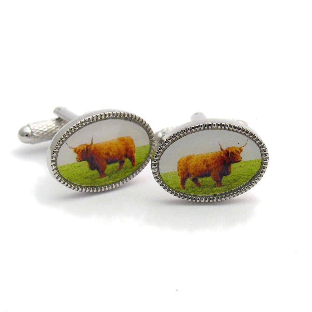 Highland Cow Cufflinks by Onyx-Art Gift Boxed CK1034