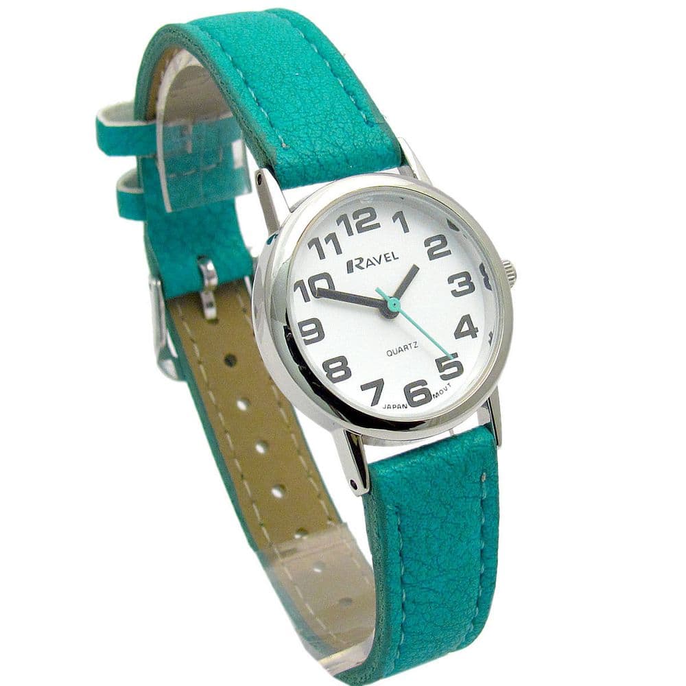 Ravel Ladies Super-Clear Easy Read Quartz Watch Aqua Strap R0105 13 16LA