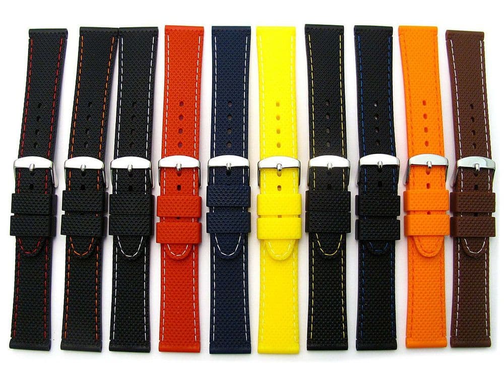 Silicone Watch Strap Diamond Pattern 16mm 18mm 20mm 22mm Lots of ...