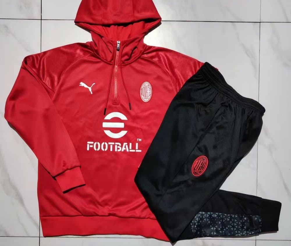 AC Milan 23-24 Red Tracksuit with Hood Kid Size