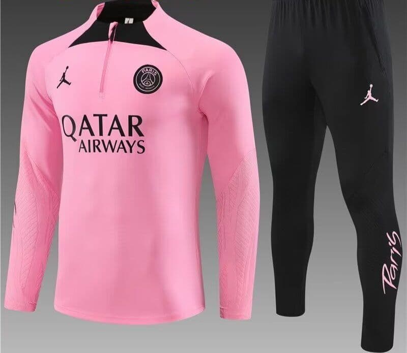 Paris Saint-Germain 23-24 Pink with Black Tracksuits Kid Size