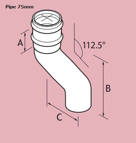 Cast Iron Circular 75mm pipe 112 5 degree Offsets - Pipe without Ears