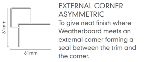 Marley Weatherboard External Corner Asymmetric 3m White 4081764