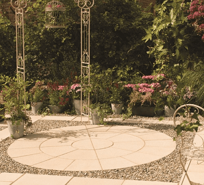 Textured Traditional Buff Paving Slabs