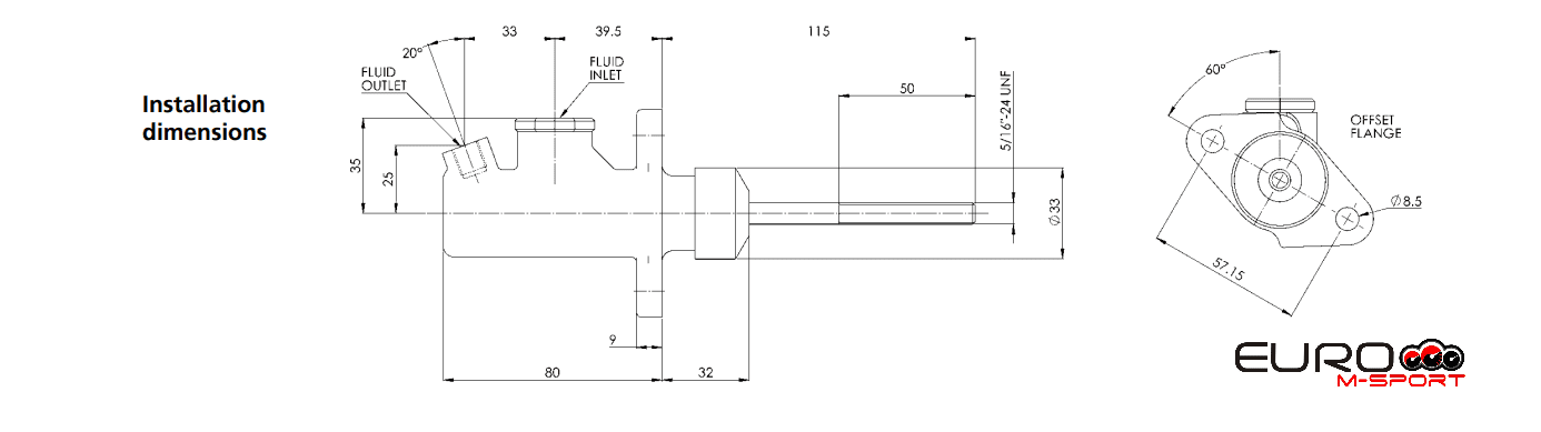 Alcon Ø0 750 Offset Flange Master Cylinder