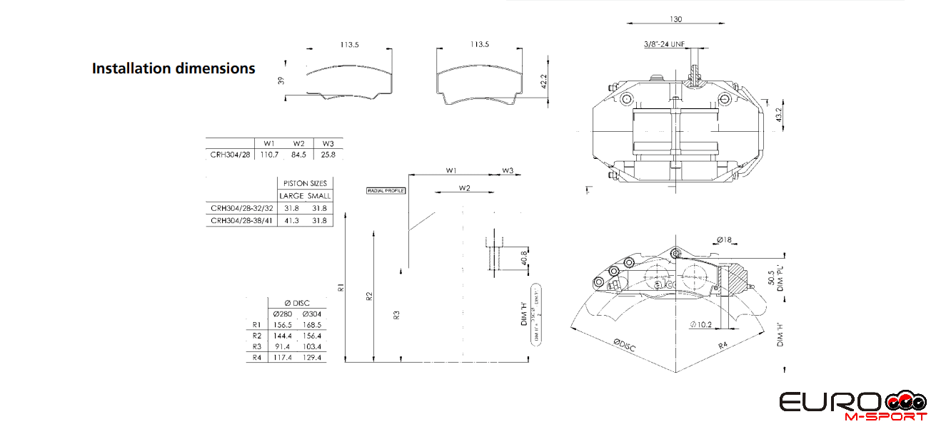 CRH304 Advantage Radial Mount 4 Piston H-Type Ø38 1/41 3 Pistons
