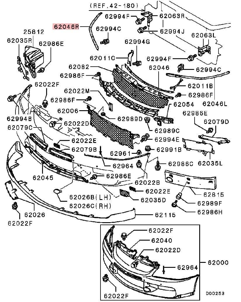 Upper RH Bracket Front Bumper Evo 7-9