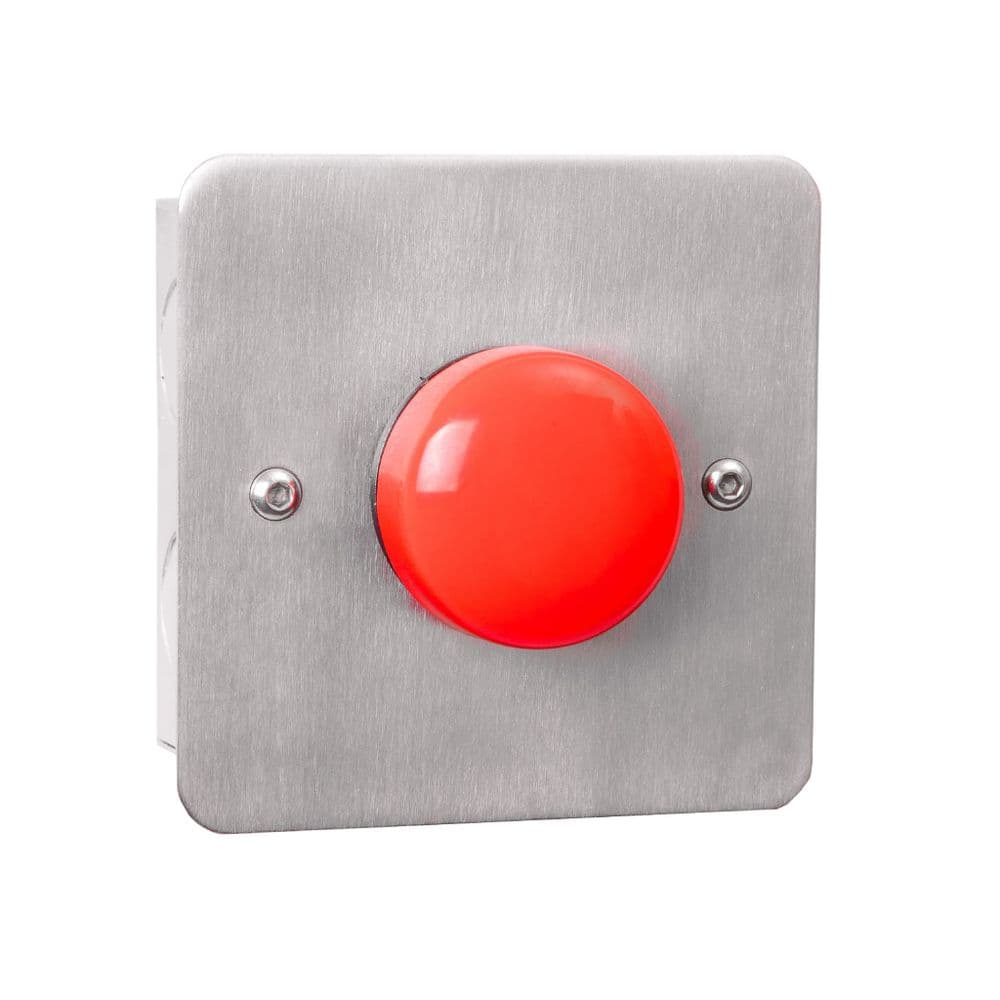 Flush Mount Stainless Steel Red Dome Button