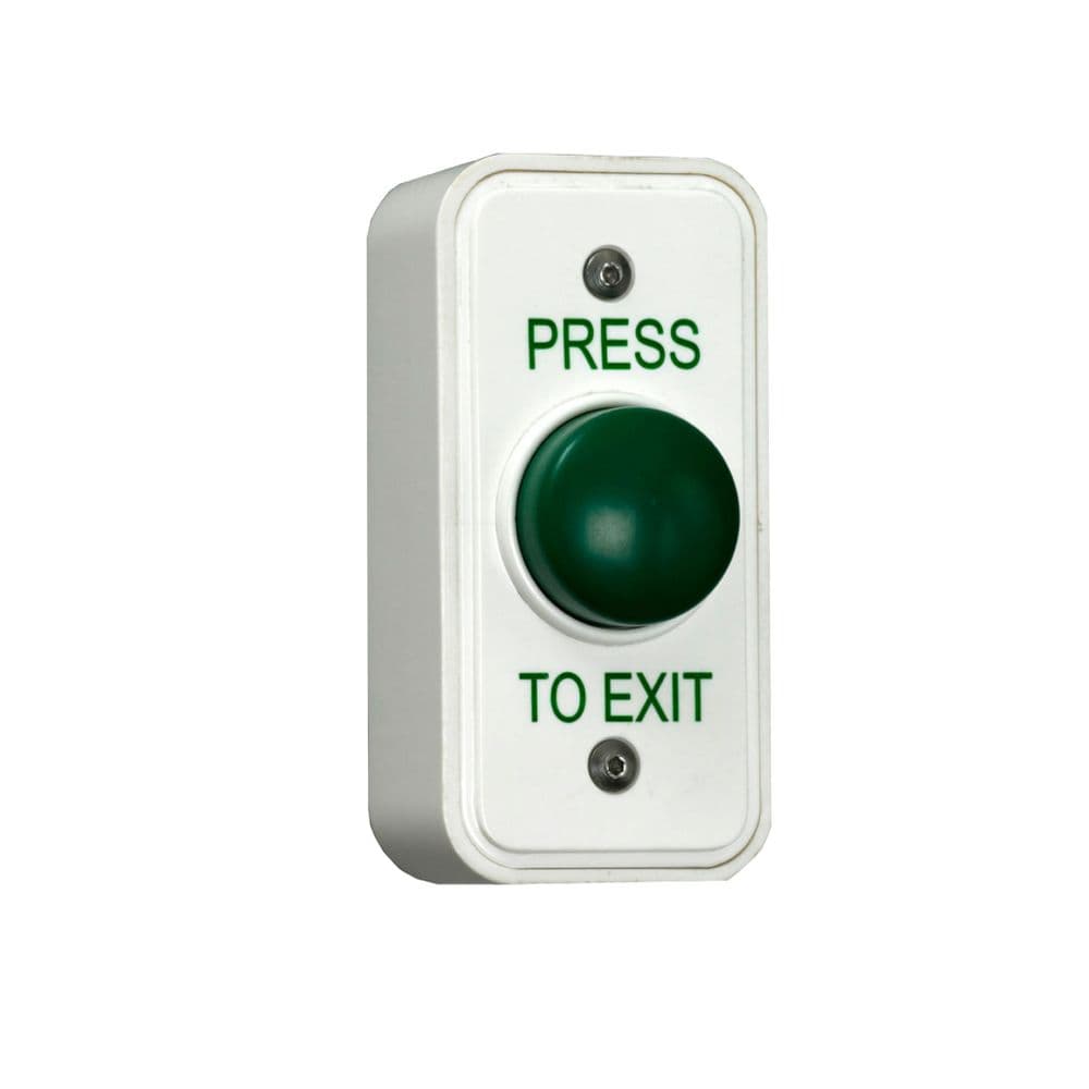 Slim White & Green Domed Push Button