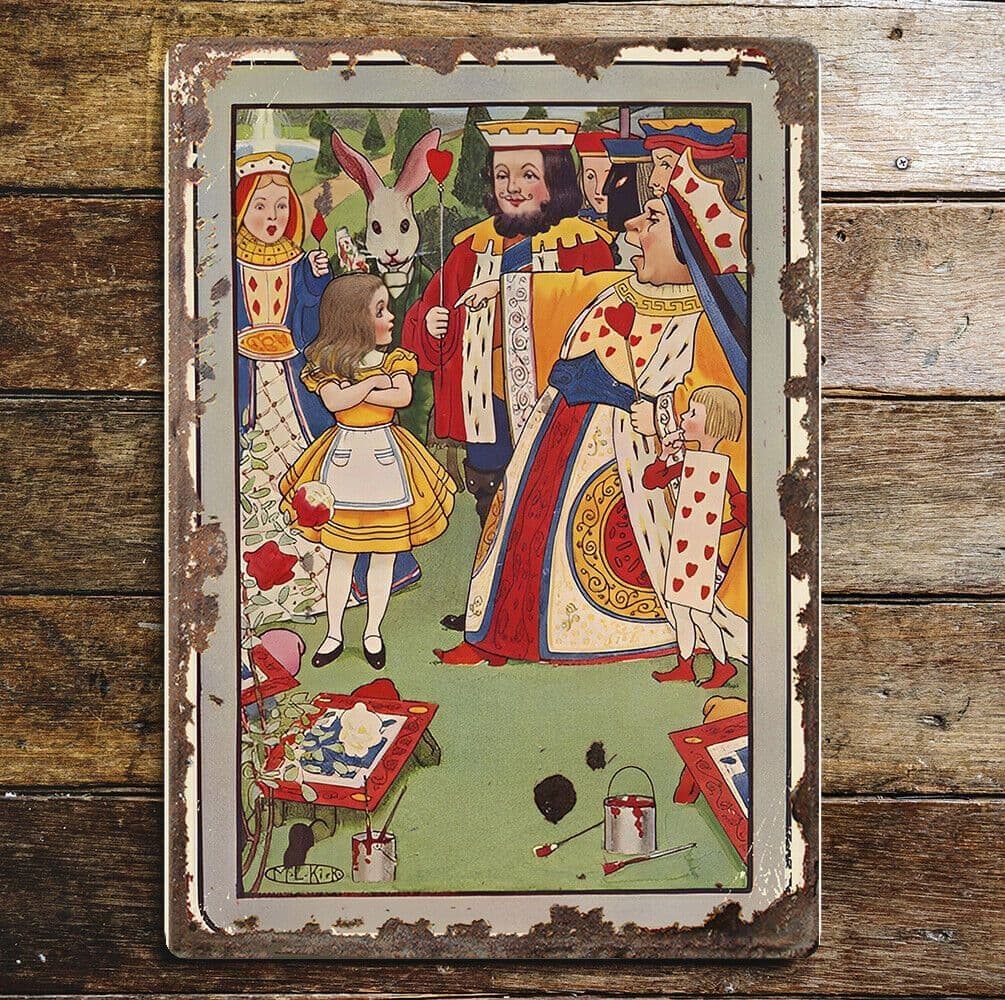 Alice in wonderland Alice and the Red Queen Metal Sign