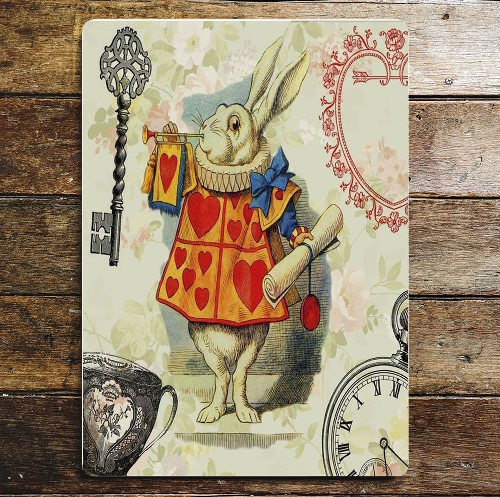 Alice in wonderland White Rabbit - Metal Advertising Wall Sign