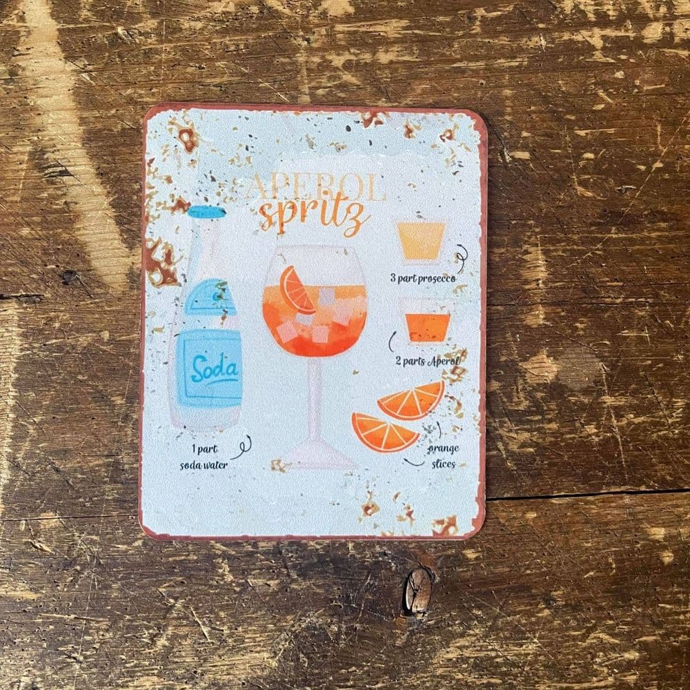 Aperol spritz Drink Cocktail Metal Sign Plaque