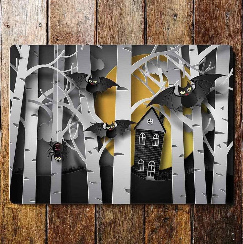Bat Halloween trees Metal Wall Sign Plaque