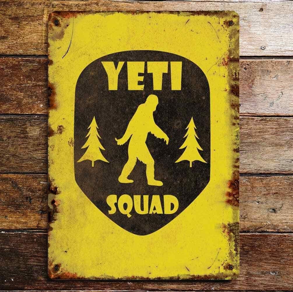 Bigfoot Yeti Squad Metal Wall Sign Plaque