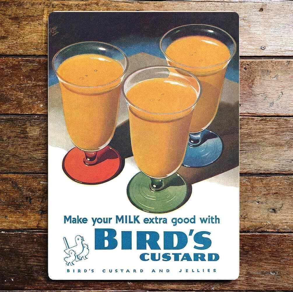 Bird Custard Pots Time Metal Sign Plaque