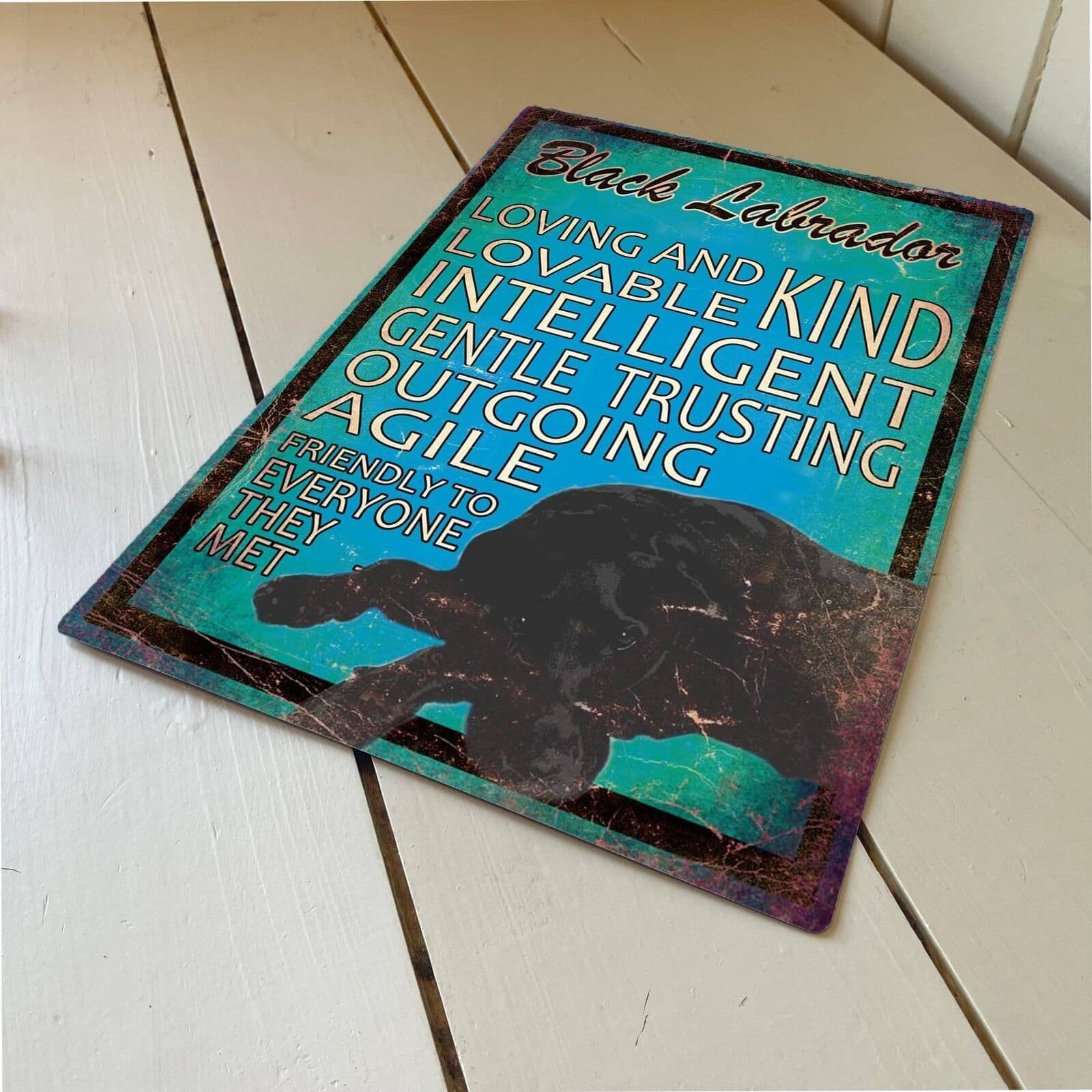 Black Lab Dog Labrador Breed Characteristics Metal Sign