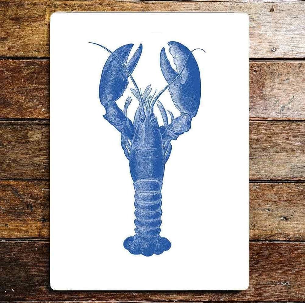 Blue Lobster Metal Sign Plaque