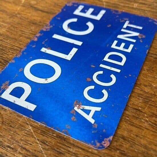 Blue Police Accident - Metal Sign Plaque